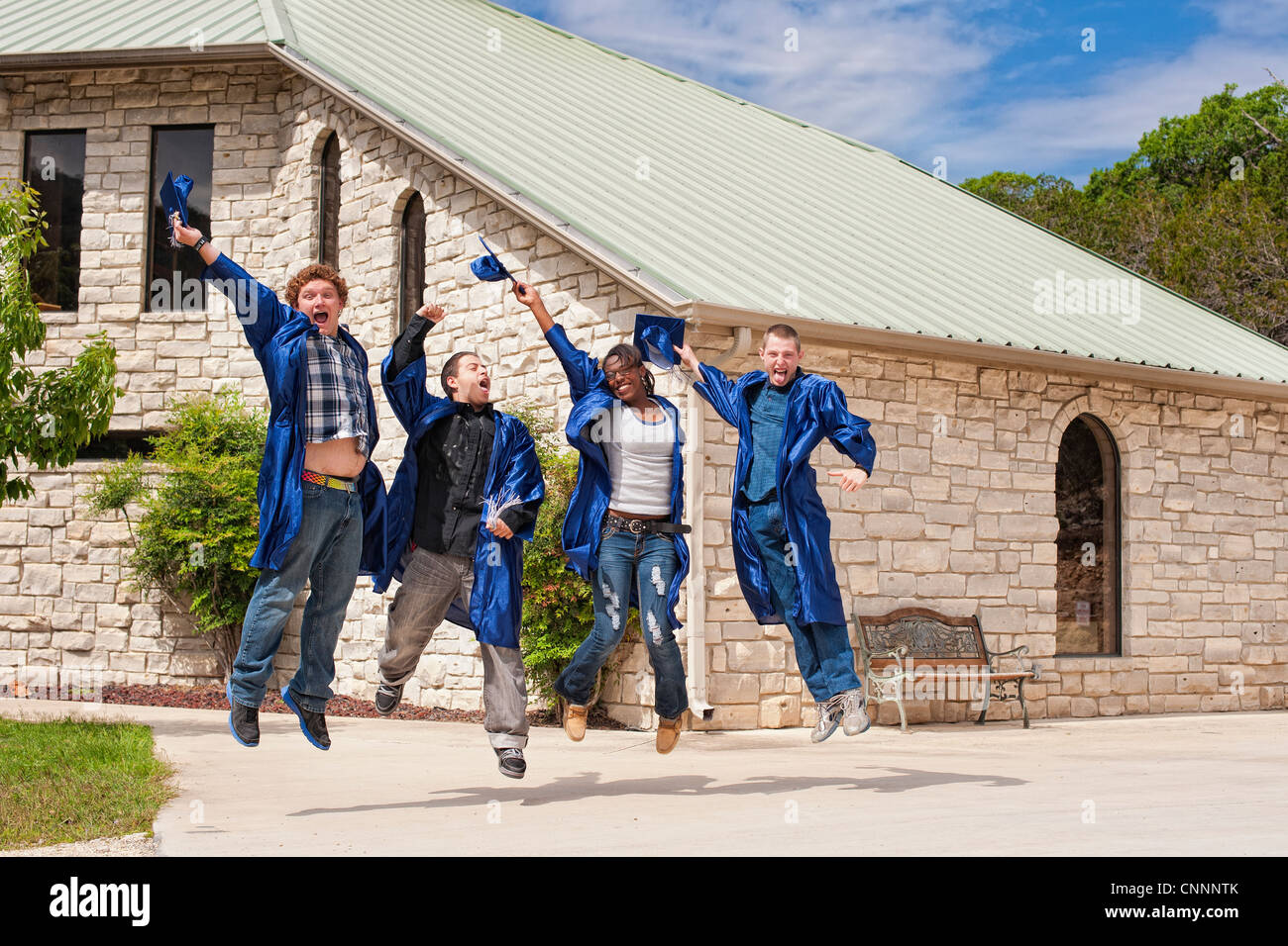 Students celebrating school hi-res stock photography and images - Alamy