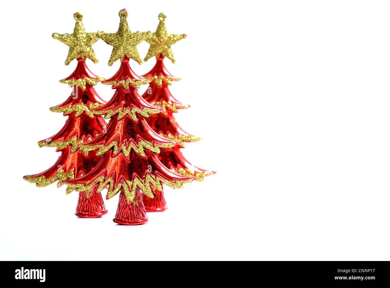 Three Christmas Tree Ornaments on a white background, text area Stock ...