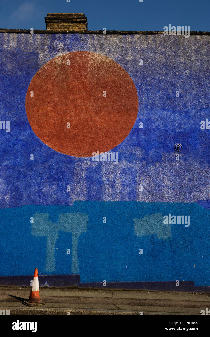 Giant circle painted on the side wall of a Victorian terraced home in ...