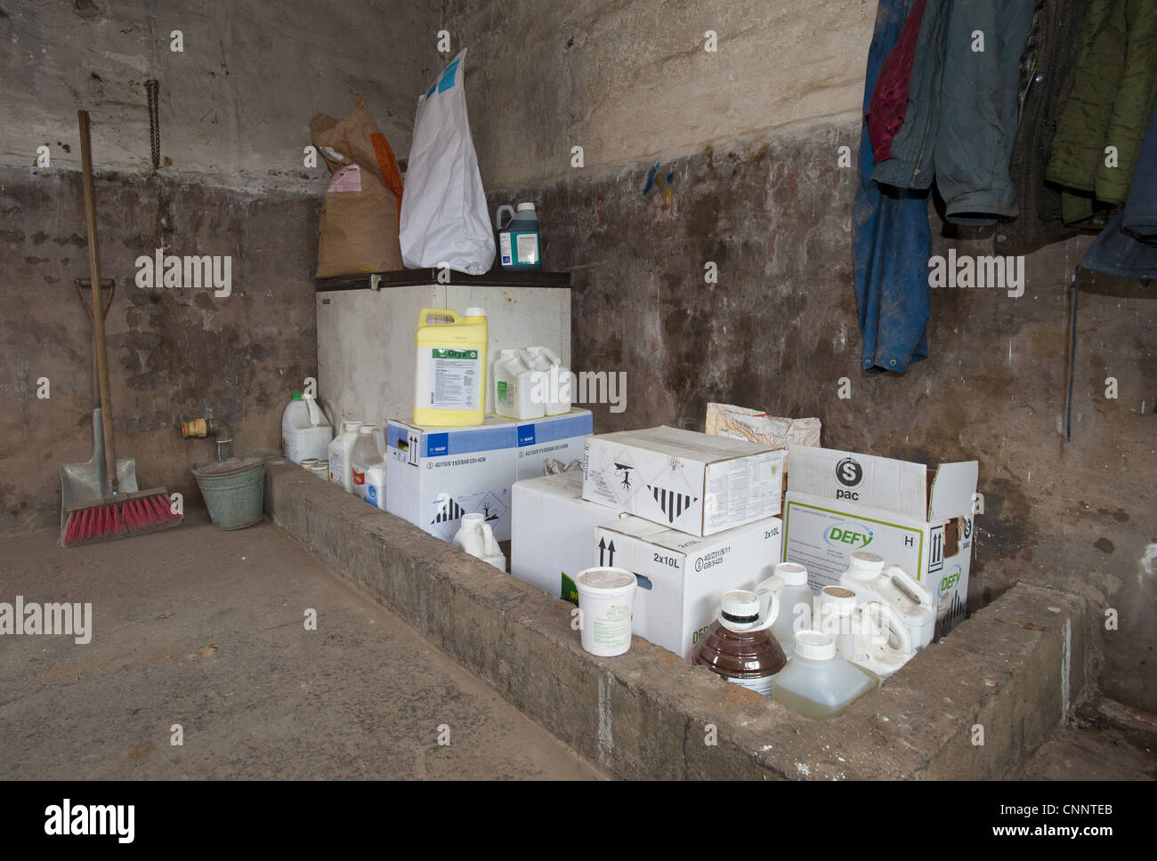 Interior of chemical store on farm, Cheshire, England, august Stock ...