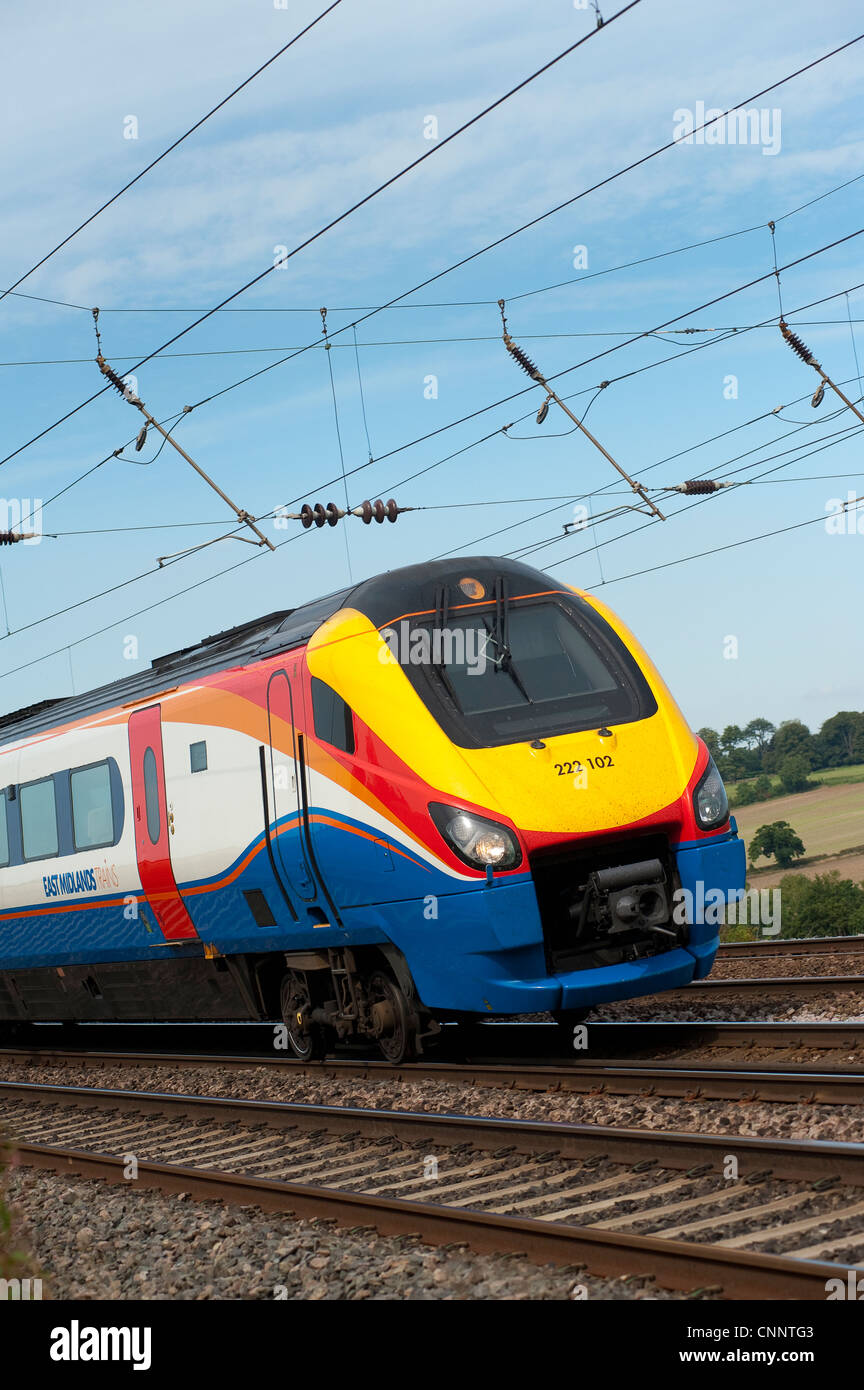 East Midlands trains class 222 meridian train speeding through the ...
