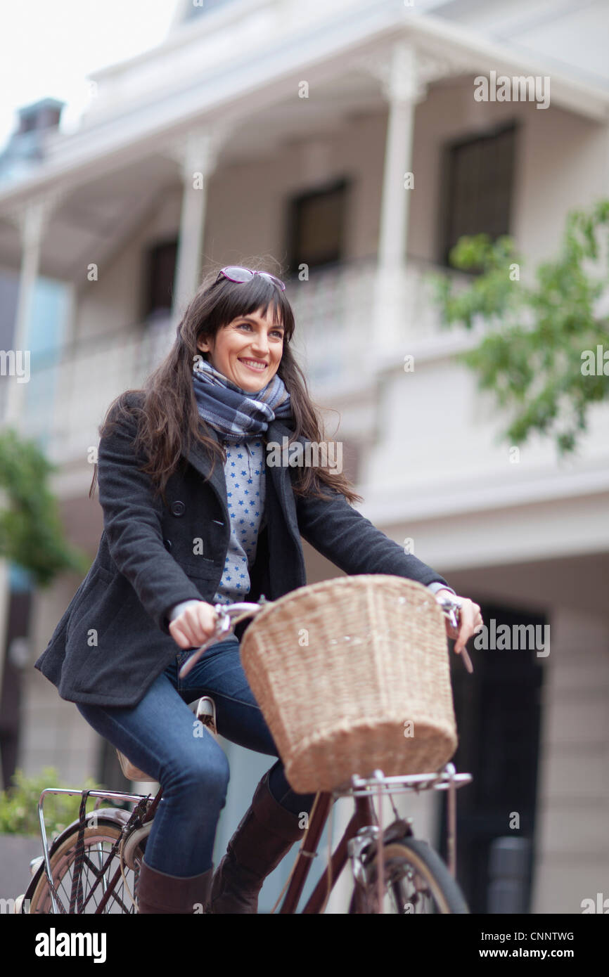 Girl riding bicycle low angle hi-res stock photography and images - Alamy