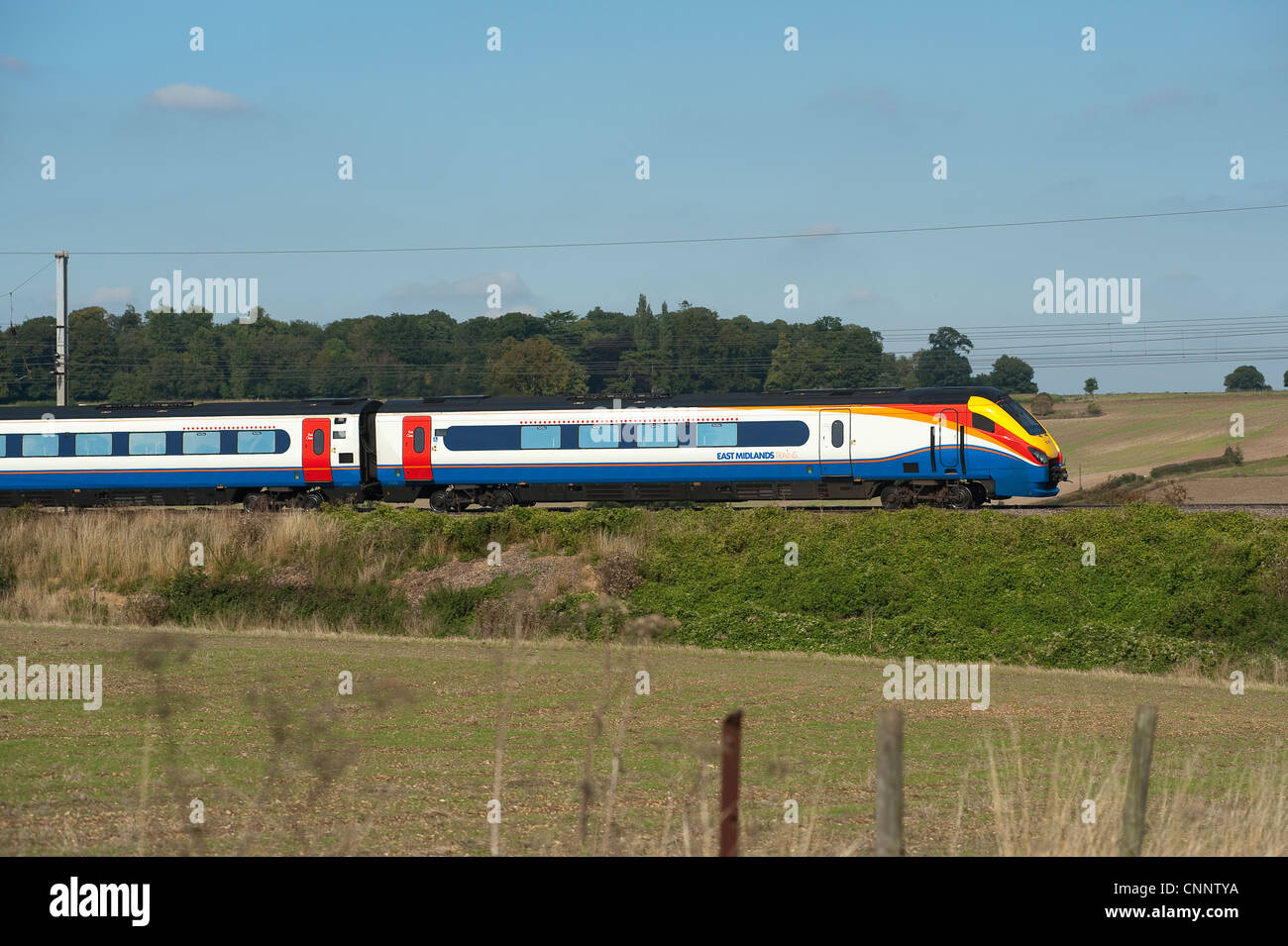 East Midlands trains class 222 meridian train speeding through the ...