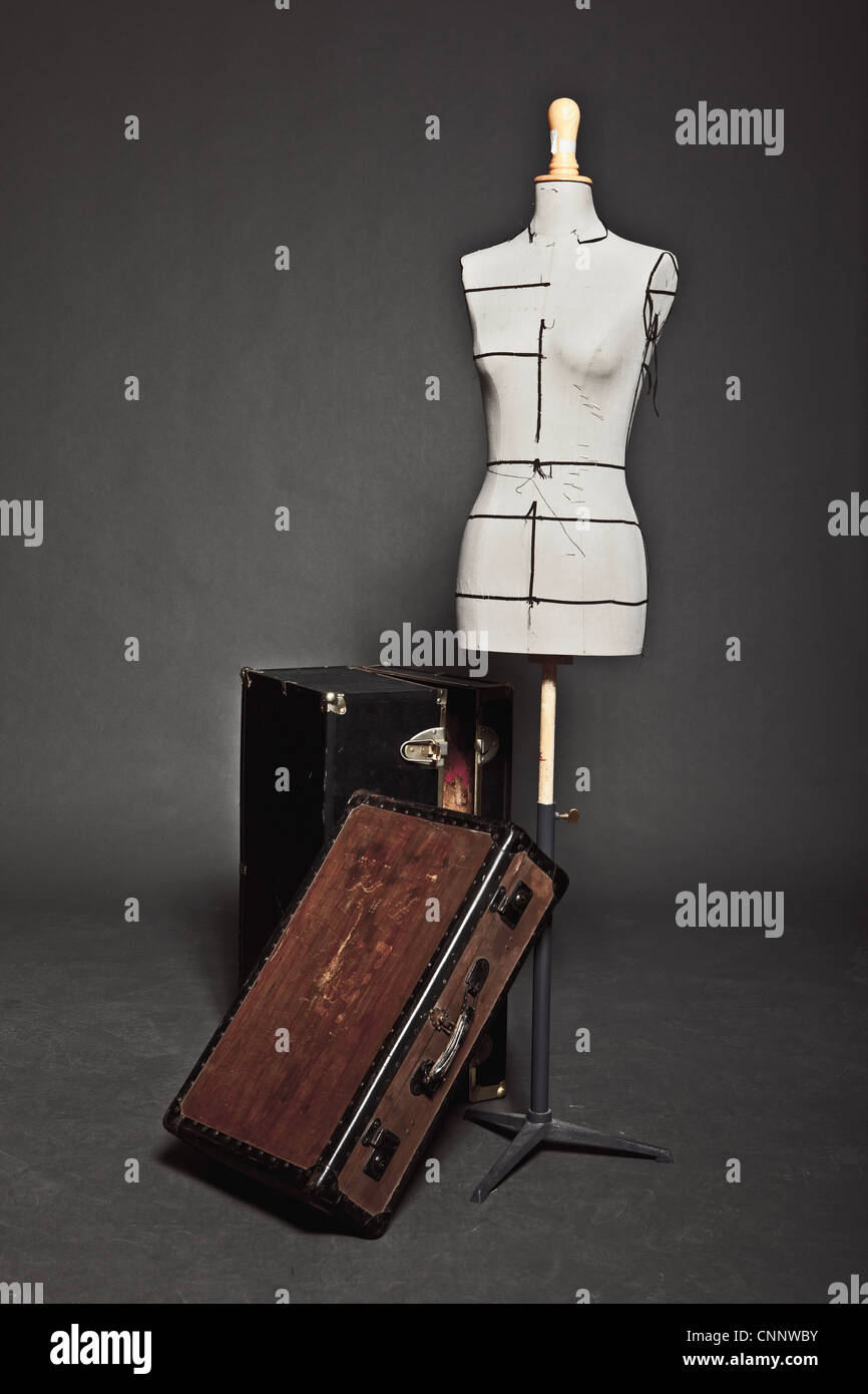 Mannequin and vintage trunks Stock Photo - Alamy