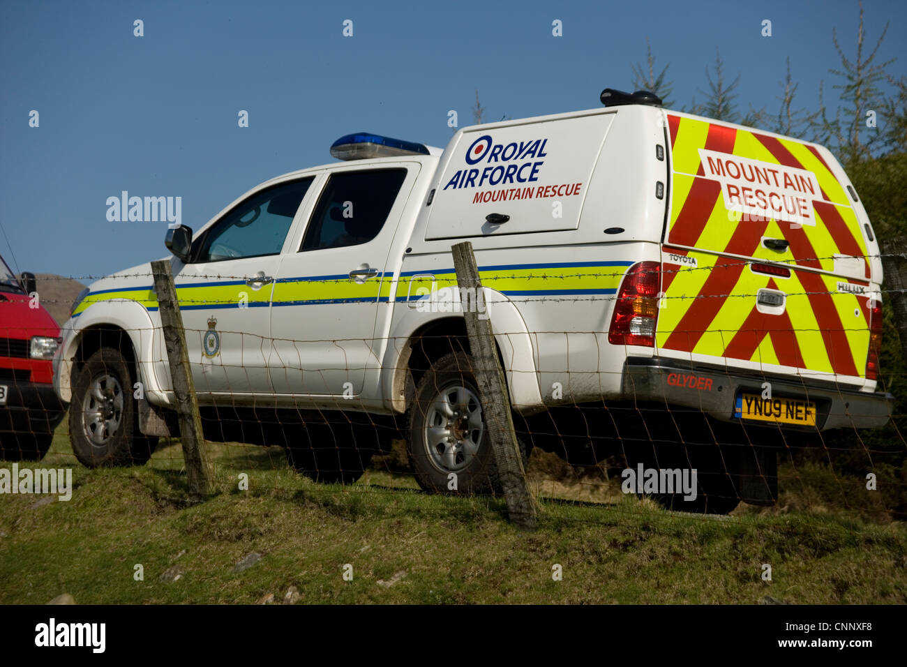 Royal Air Force mountain rescue vehicle at Rhyd Ddu in Snowdonia, North ...