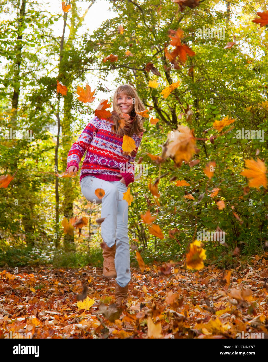 Women dancing autumn leaves fall hi-res stock photography and images ...