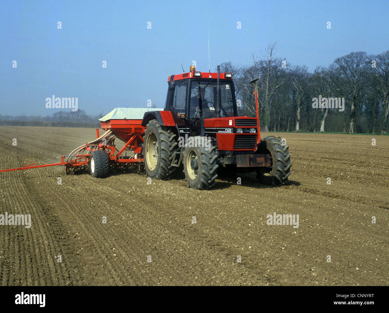 Farming - Sowing Drilling linseed seeds / early April Stock Photo - Alamy