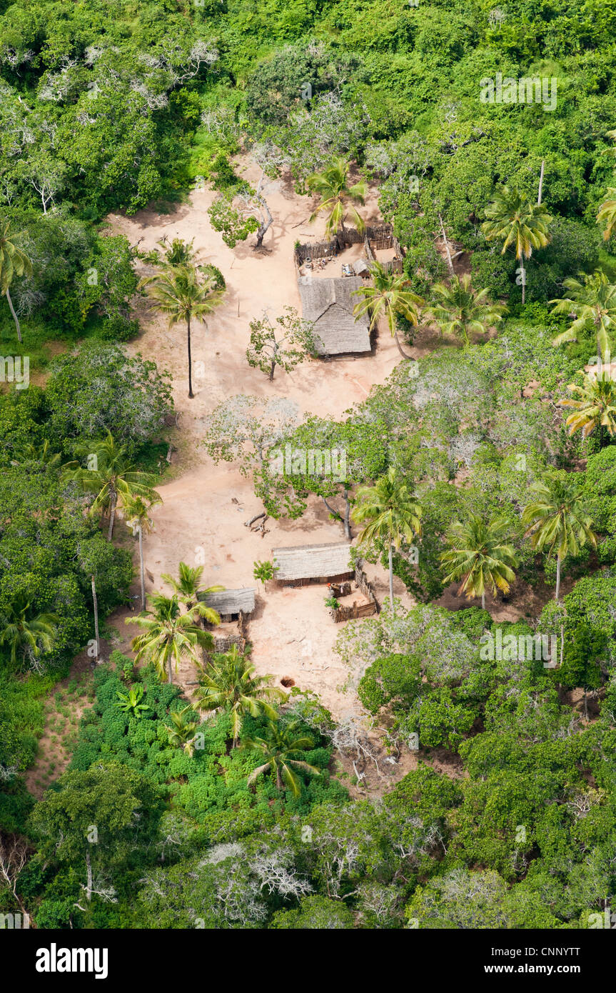 Subsistence farmer's house in plantation, aerial view, Dar es Salaam ...