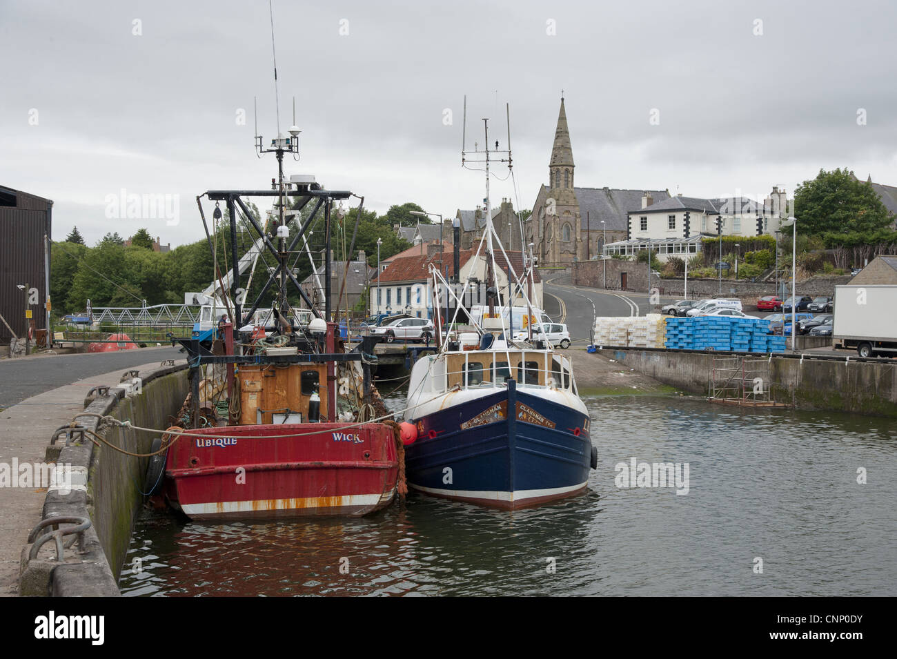 Ubique and Clansman fishing trawlers at harbour, Eyemouth, Berwickshire ...