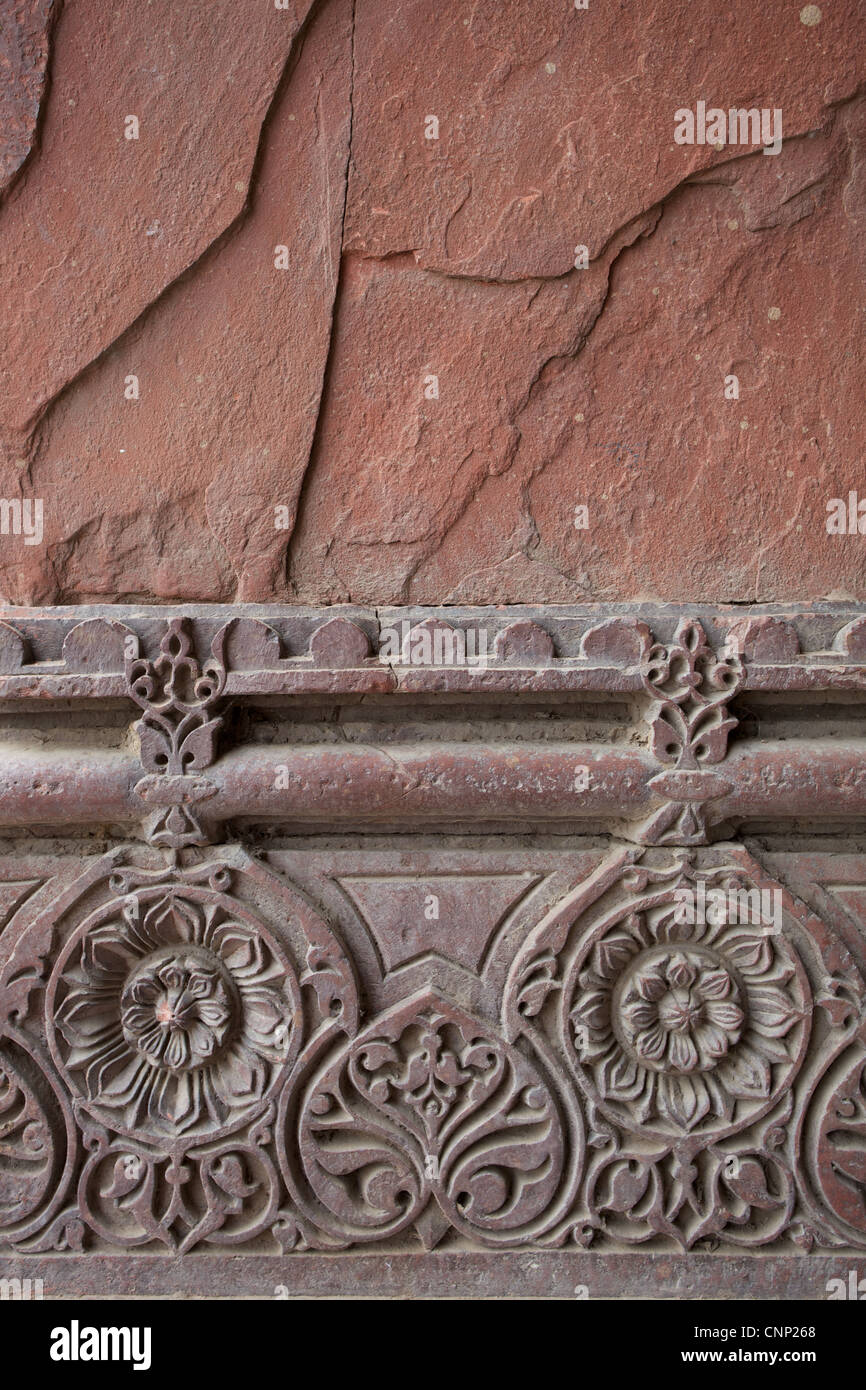 Decorative stone carving at the Red Fort in Delhi, India Stock Photo ...