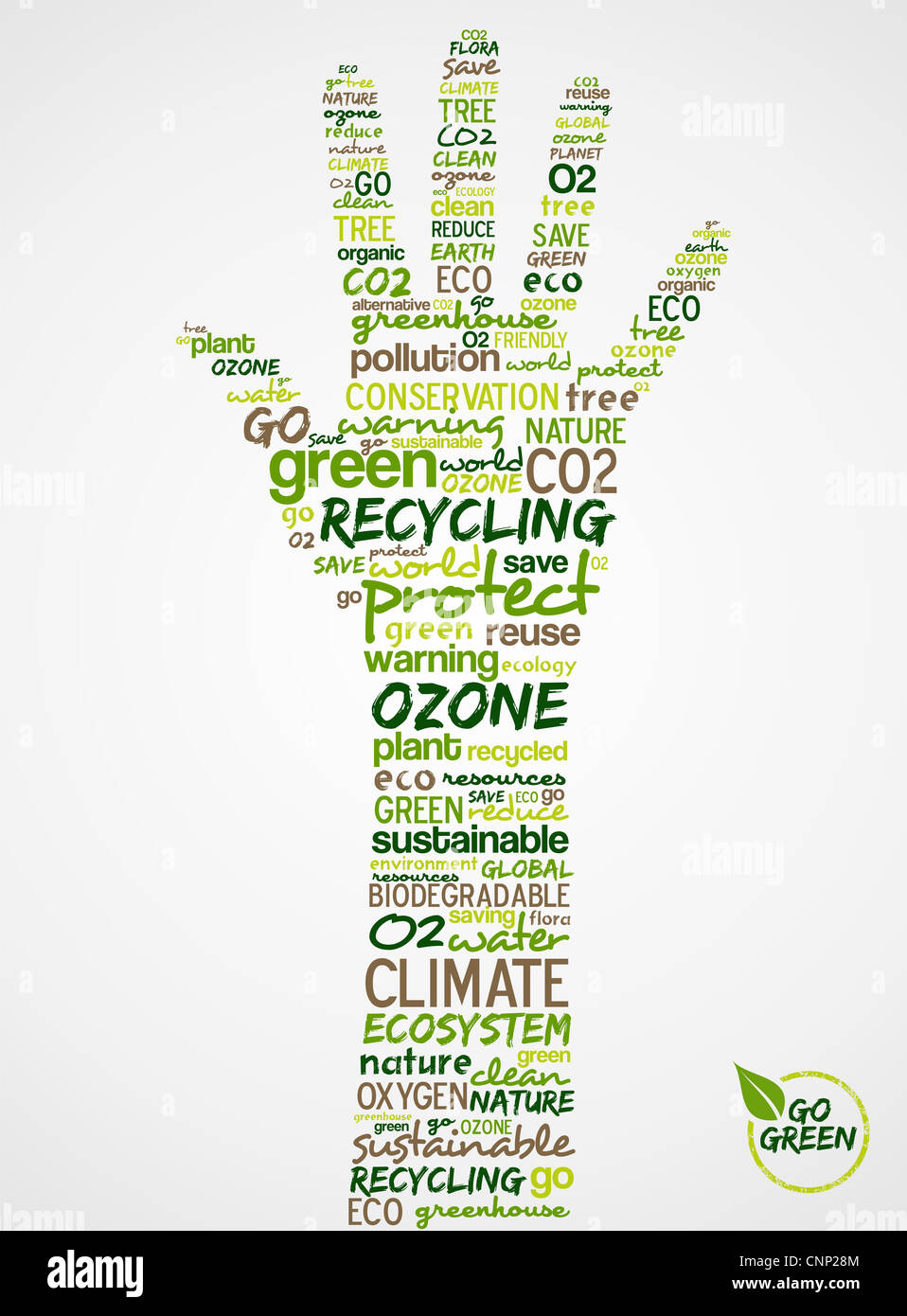 Go Green. Words cloud about environmental conservation in hand. Vector ...