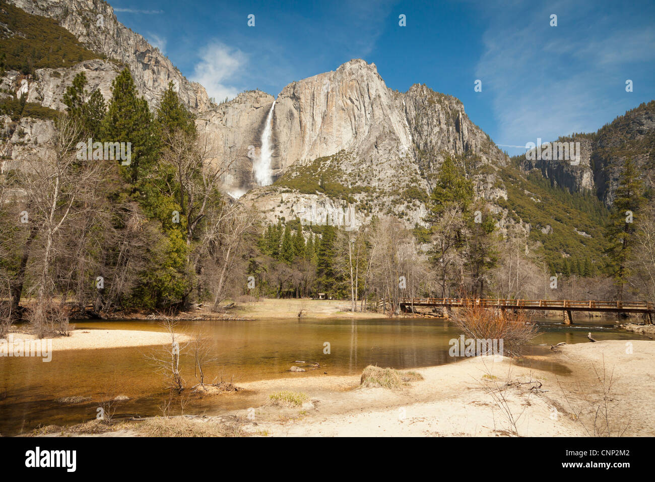 Upper Falls and Merced River at Yosemite on a Spring Day Stock Photo ...