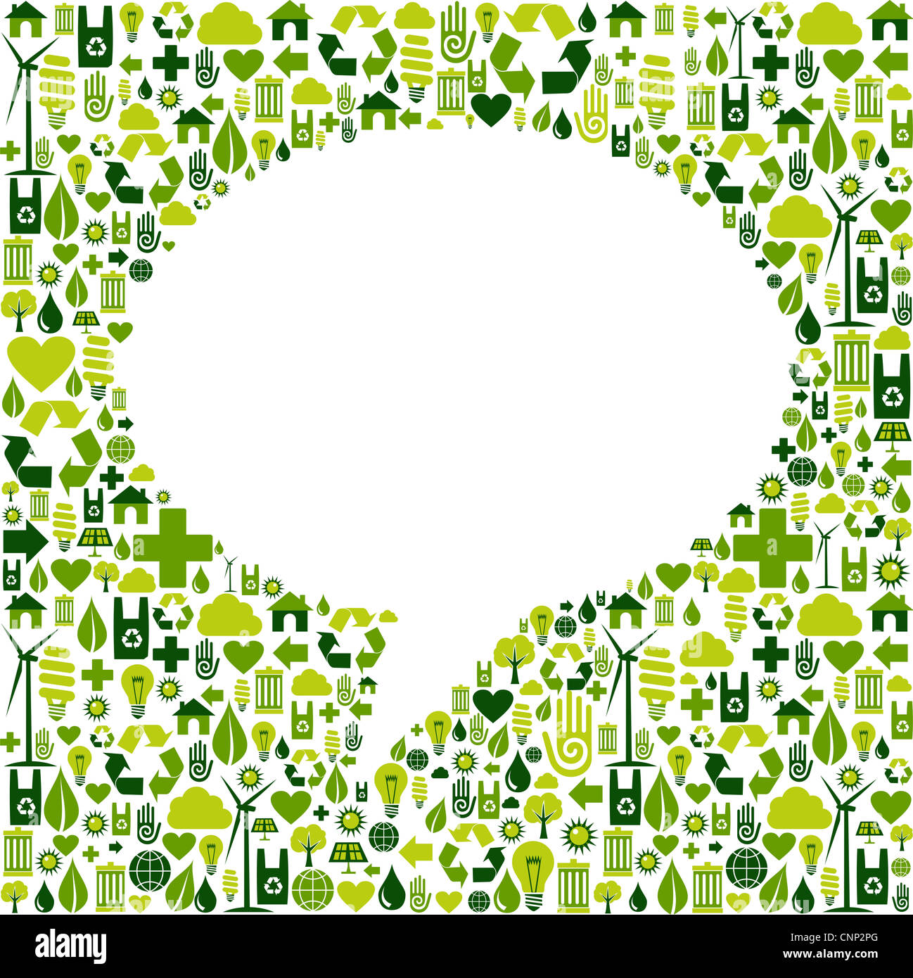 Green icons set in social media speech bubble background. Vector file ...