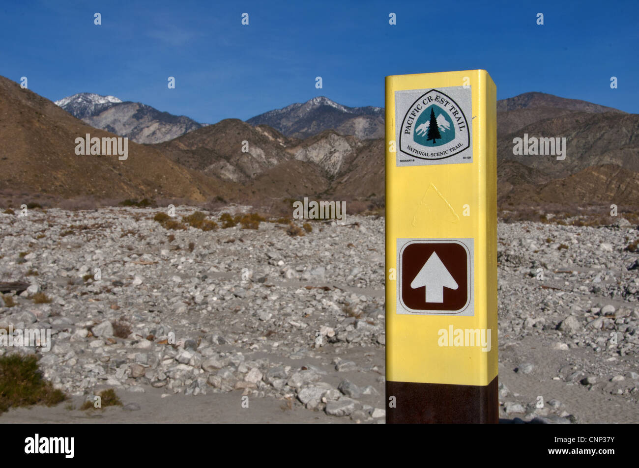 'Pacific Crest Trail' sign in desert, Whitewater Preserve, Southern ...