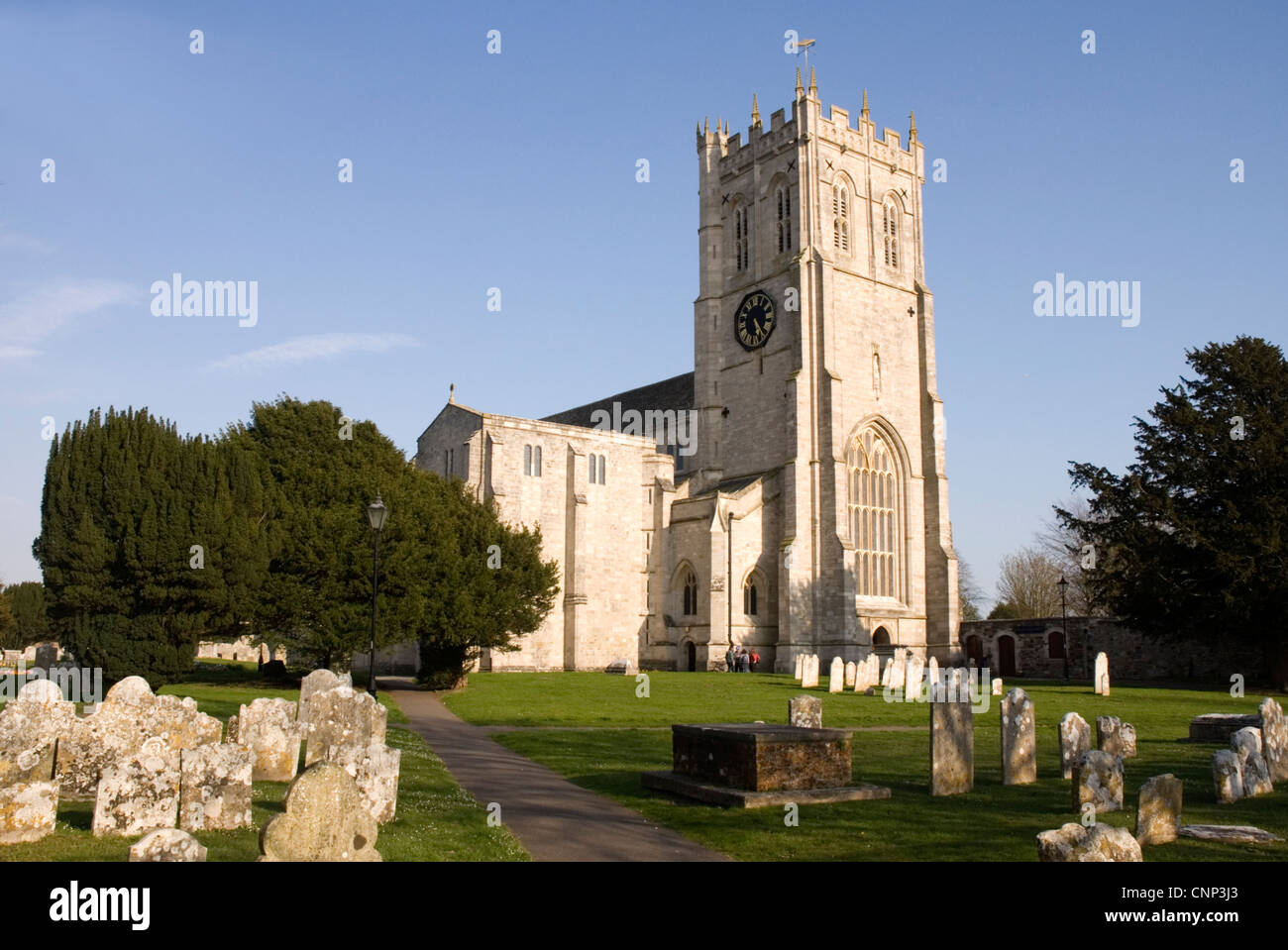 Christchurch - Hants - Christchurch Priory - viewed in evening sunlight ...