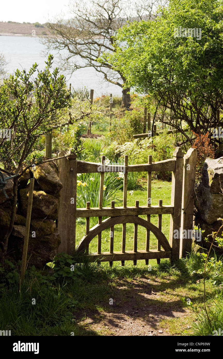 Garden gate, with view to the sea, Scotland Stock Photo - Alamy