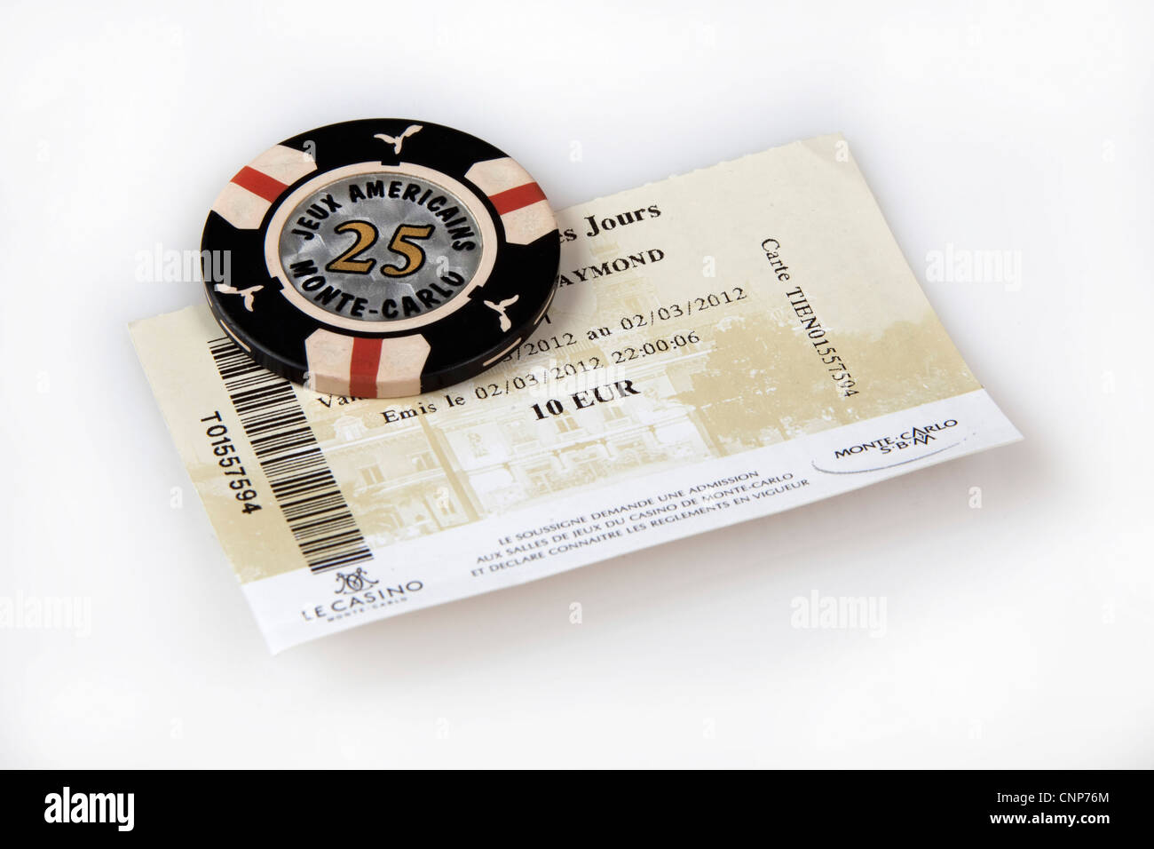 Casino Chip with entry Ticket from Casino de Paris in Monte Carlo ...