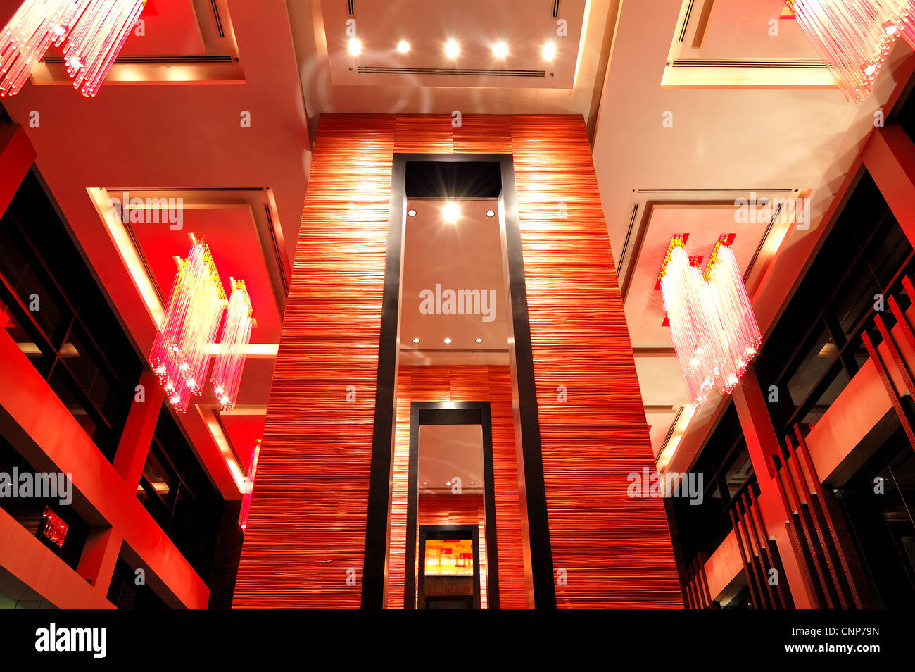 Modern lobby interior in night illumination, Pattaya, Thailand Stock ...