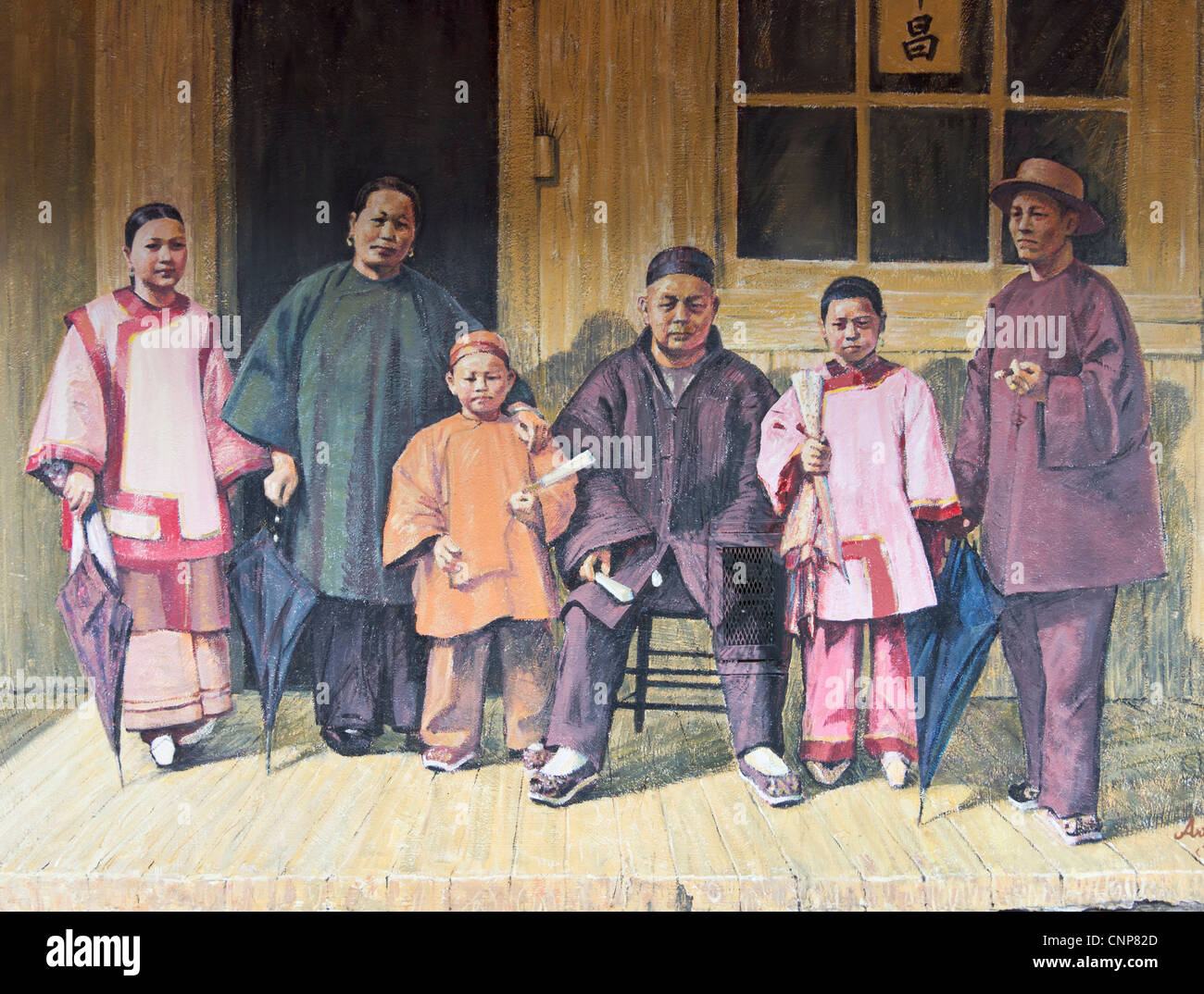 Mural depicting Chinese immigration, Chinatown, Vancouver, British ...