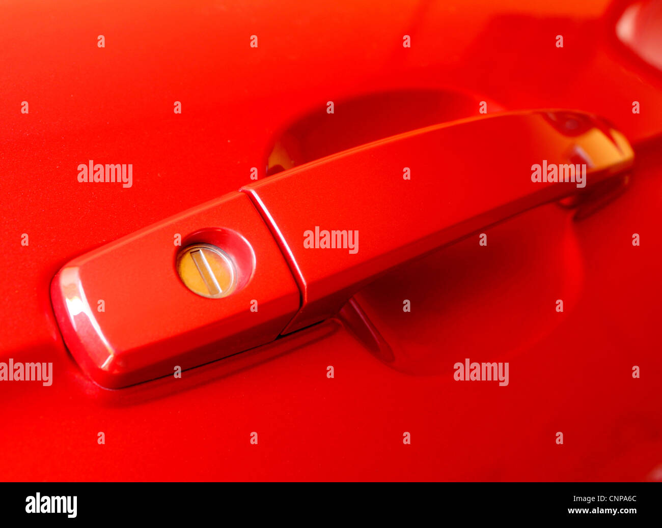 Red SUV car handle captured in close-up mode Stock Photo - Alamy