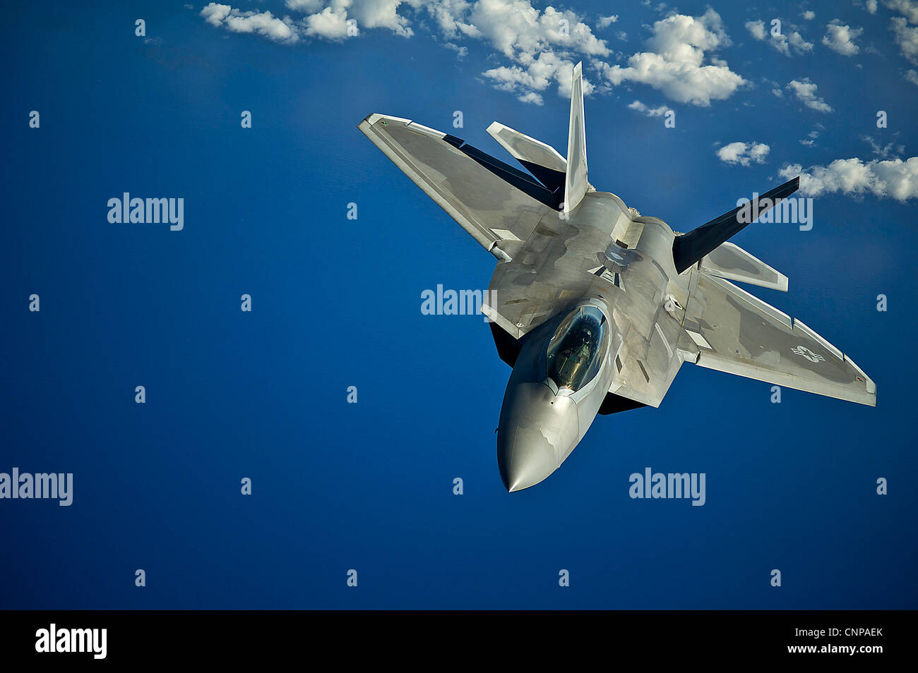 US F-22 Raptor stealth fighter aircraft returns to a training mission ...