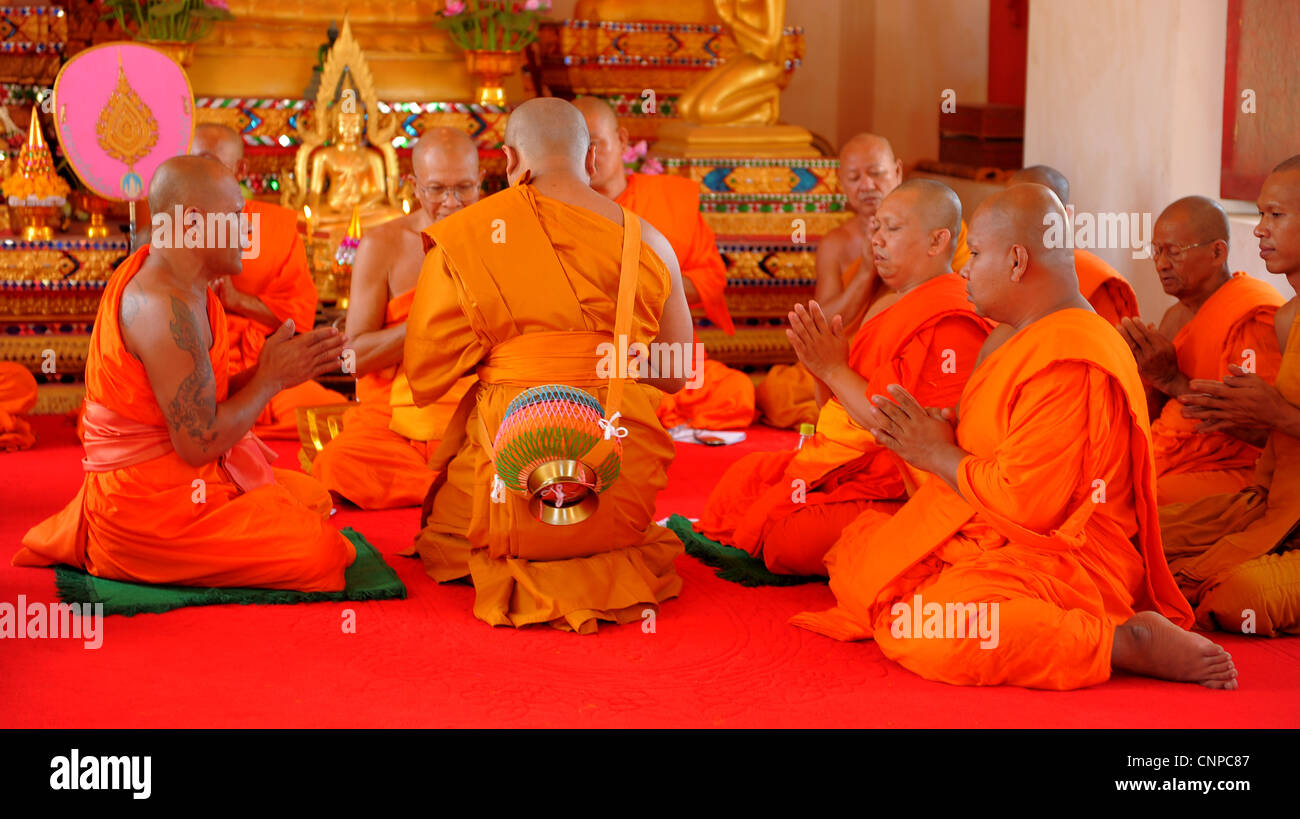 monks praying , monk ordination ceremony ,wat pong pang ,buddhist ...