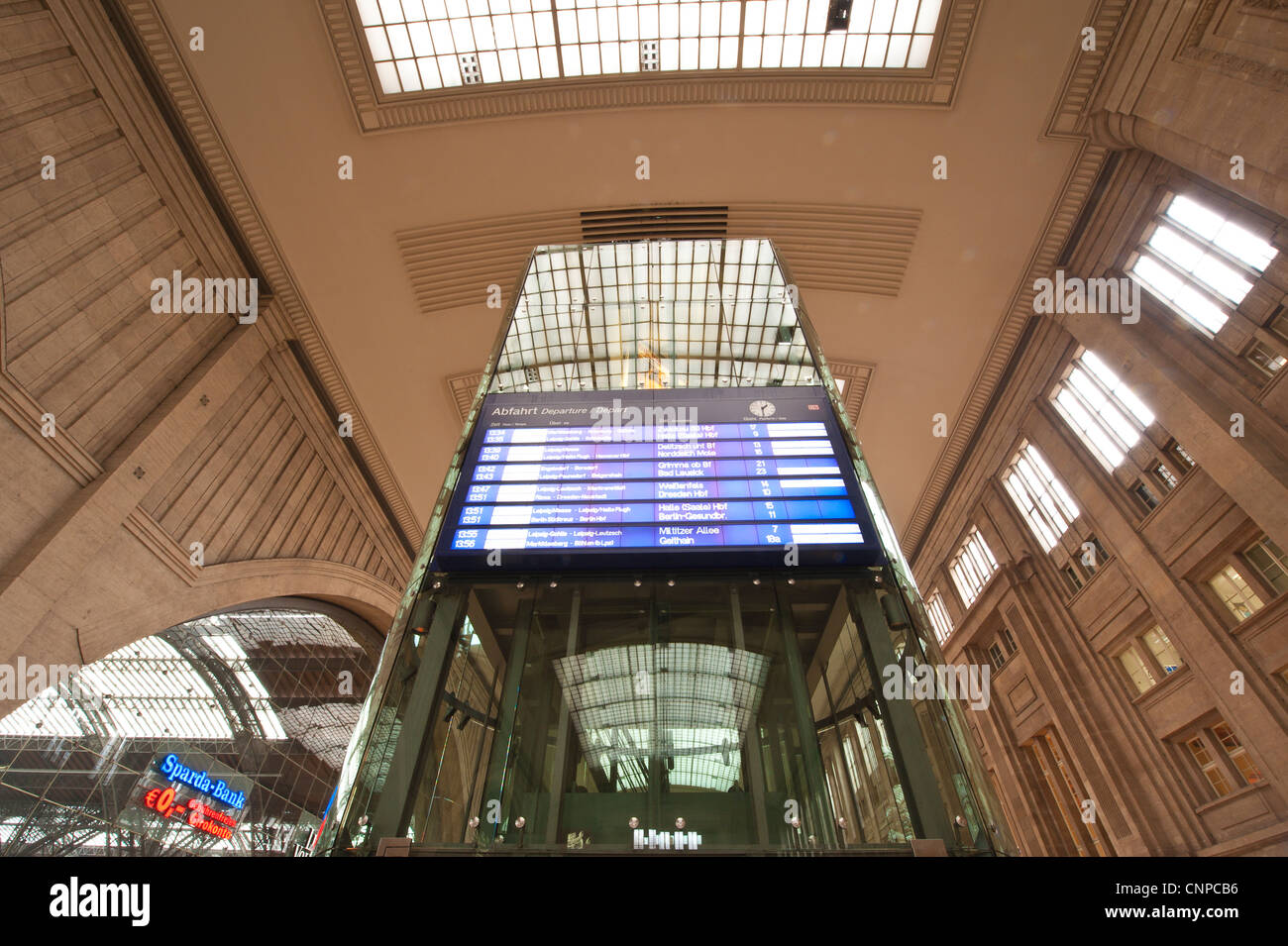 Arrival departure board at the Leipzig Hauptbahnhof (central Railway ...