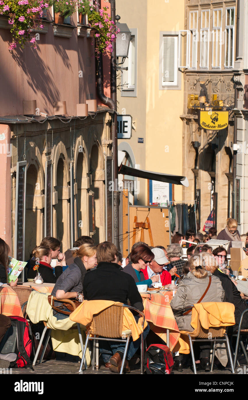 Outdoor cafe in Bamberg, Germany Stock Photo - Alamy