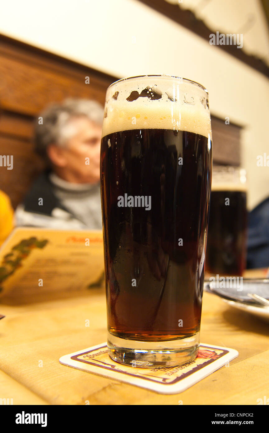 Smoked beer at the historical Brewery Tavern Schlenkerla in Bamberg ...