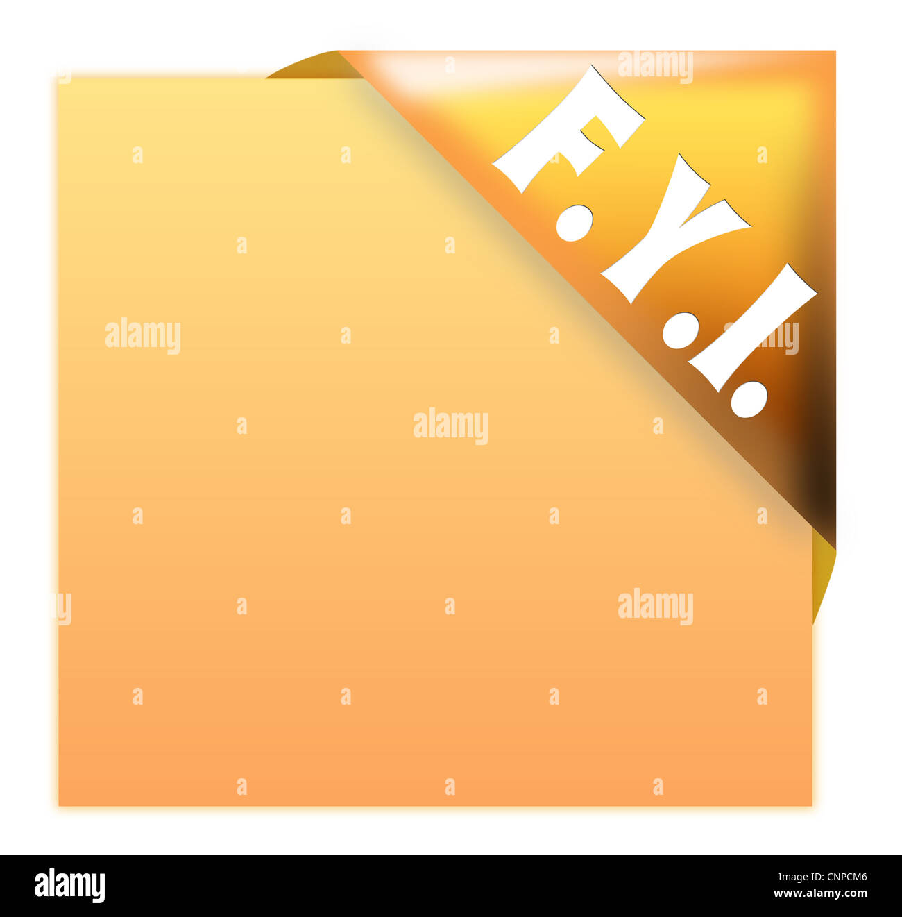 Golden corner ribbon with FYI for your memo Stock Photo - Alamy