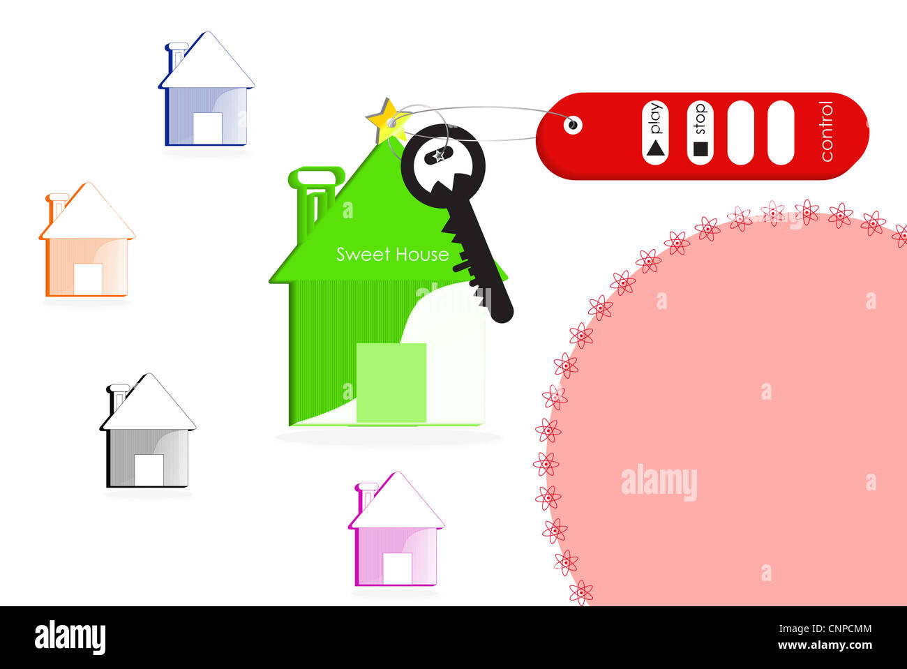 Abstract smart home with key and remote control Stock Photo - Alamy