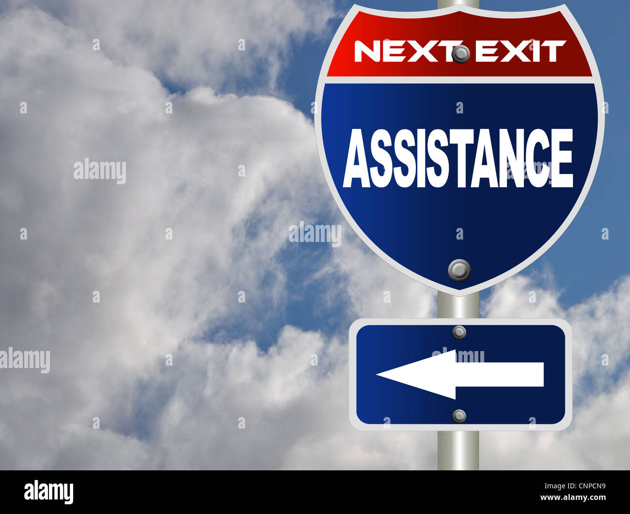 Assistance road sign Stock Photo - Alamy