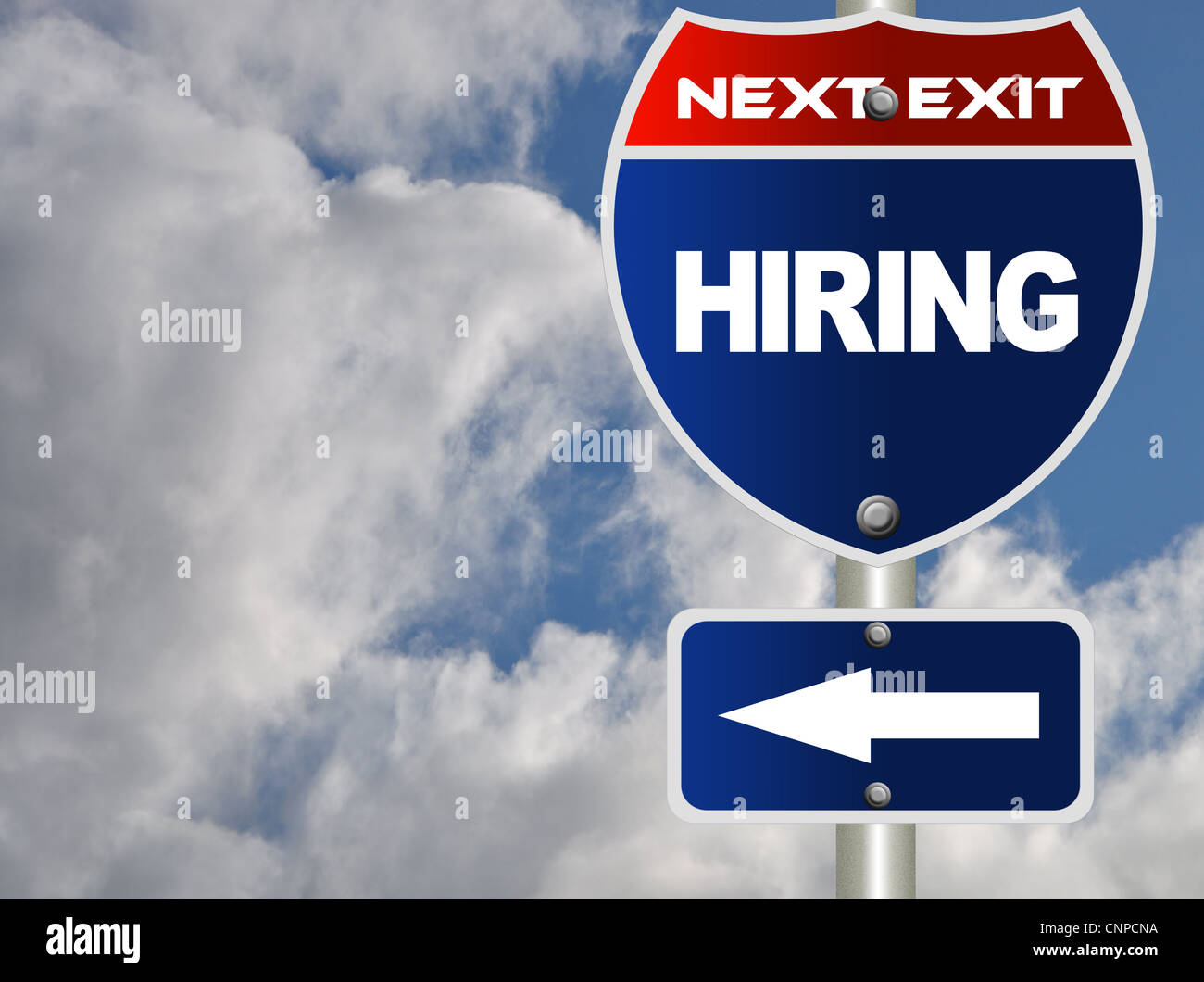 Hiring road sign Stock Photo - Alamy
