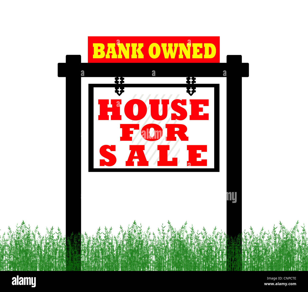 Real Estate home for sale sign,bank owned Stock Photo - Alamy