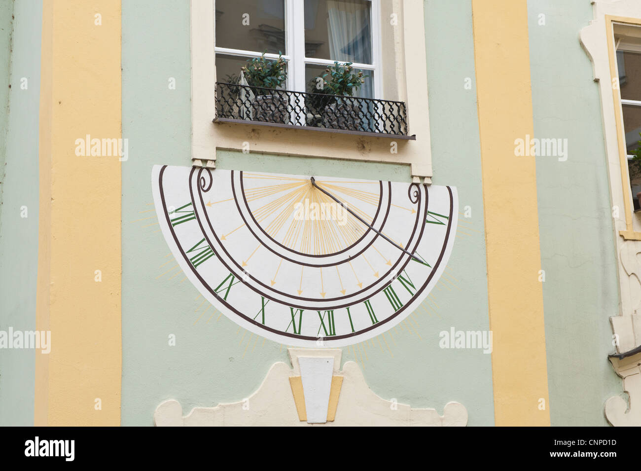 Sundial on building in Passau, Germany Stock Photo - Alamy