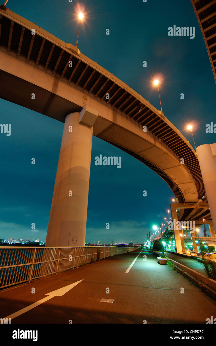 wideangle night image of well and high density organized Japanese urban ...