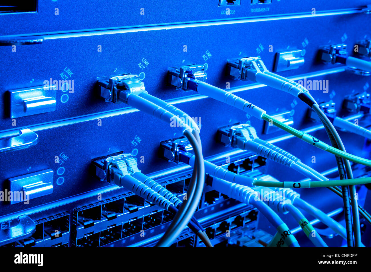 optic fiber cables connected to data center Stock Photo - Alamy
