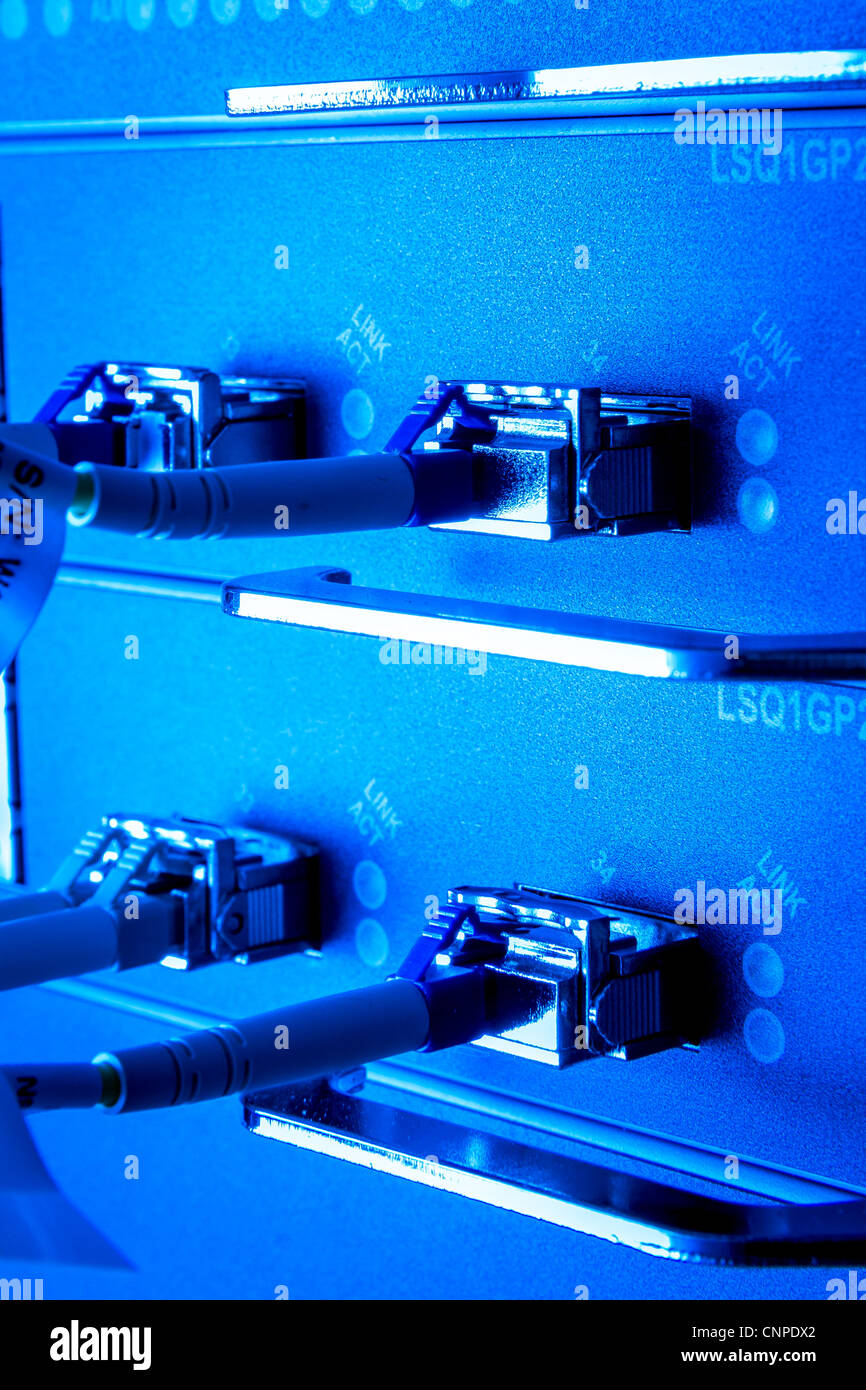 optic fiber cables connected to data center Stock Photo - Alamy
