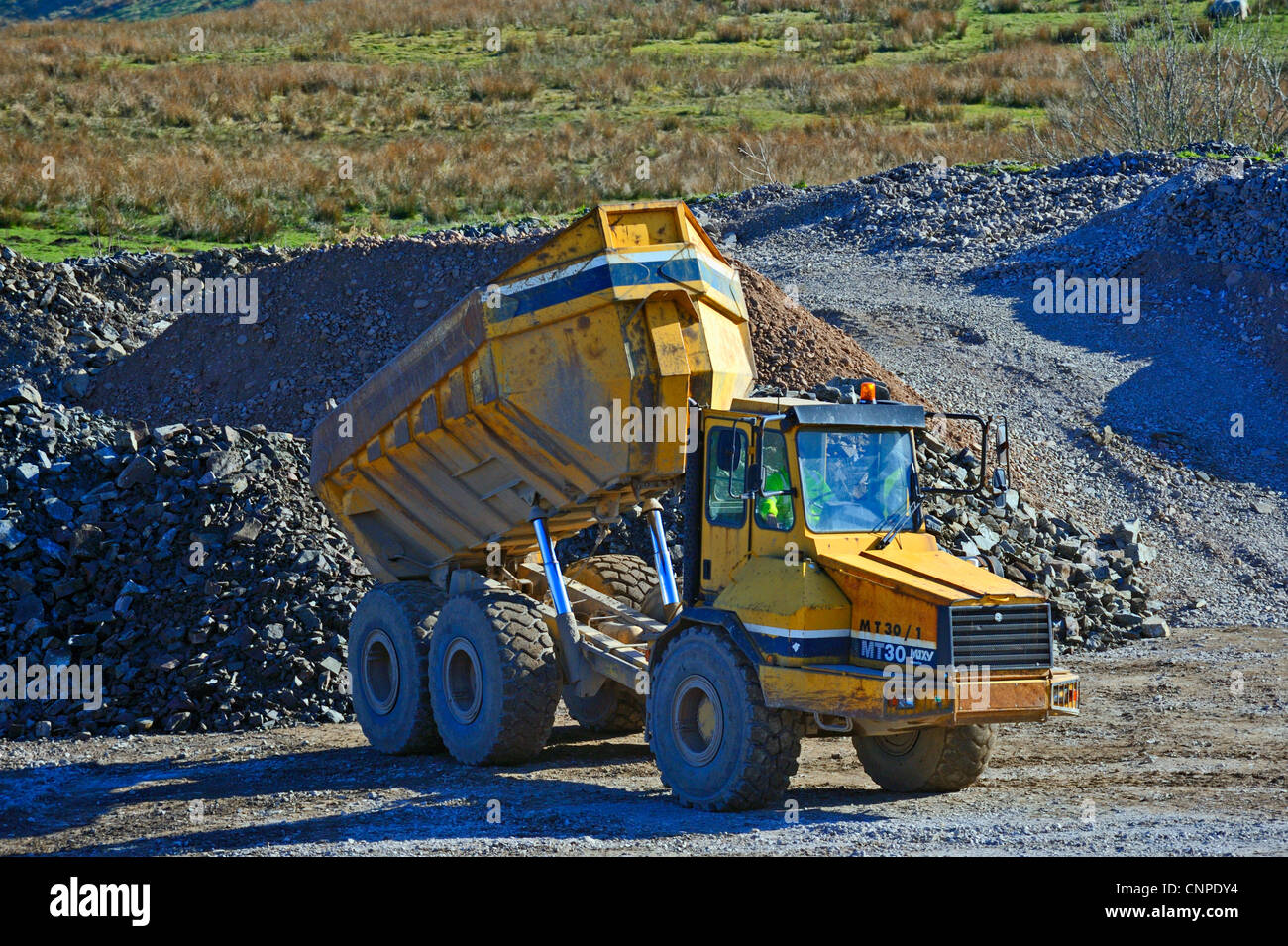 Doosan Moxy MT30/1 dump truck operatimg at Roan Edge Quarry. New Hutton ...