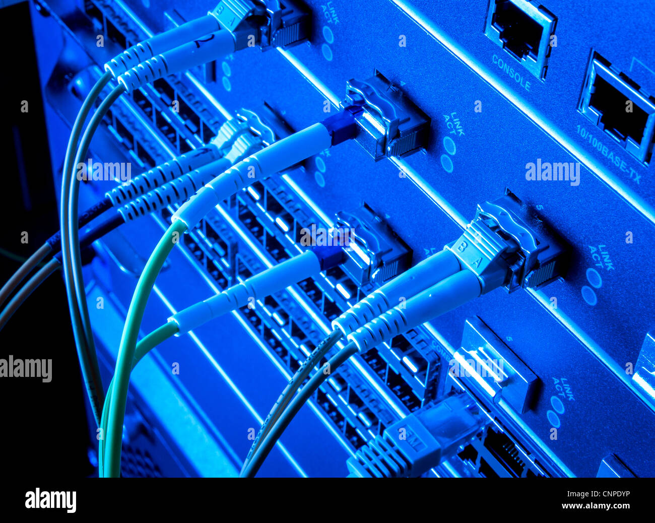 optic fiber cables connected to data center Stock Photo - Alamy