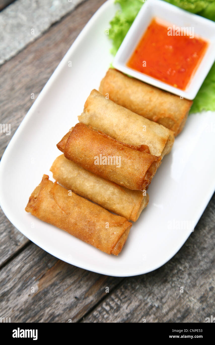 Fried Chinese Traditional Spring rolls food Stock Photo - Alamy