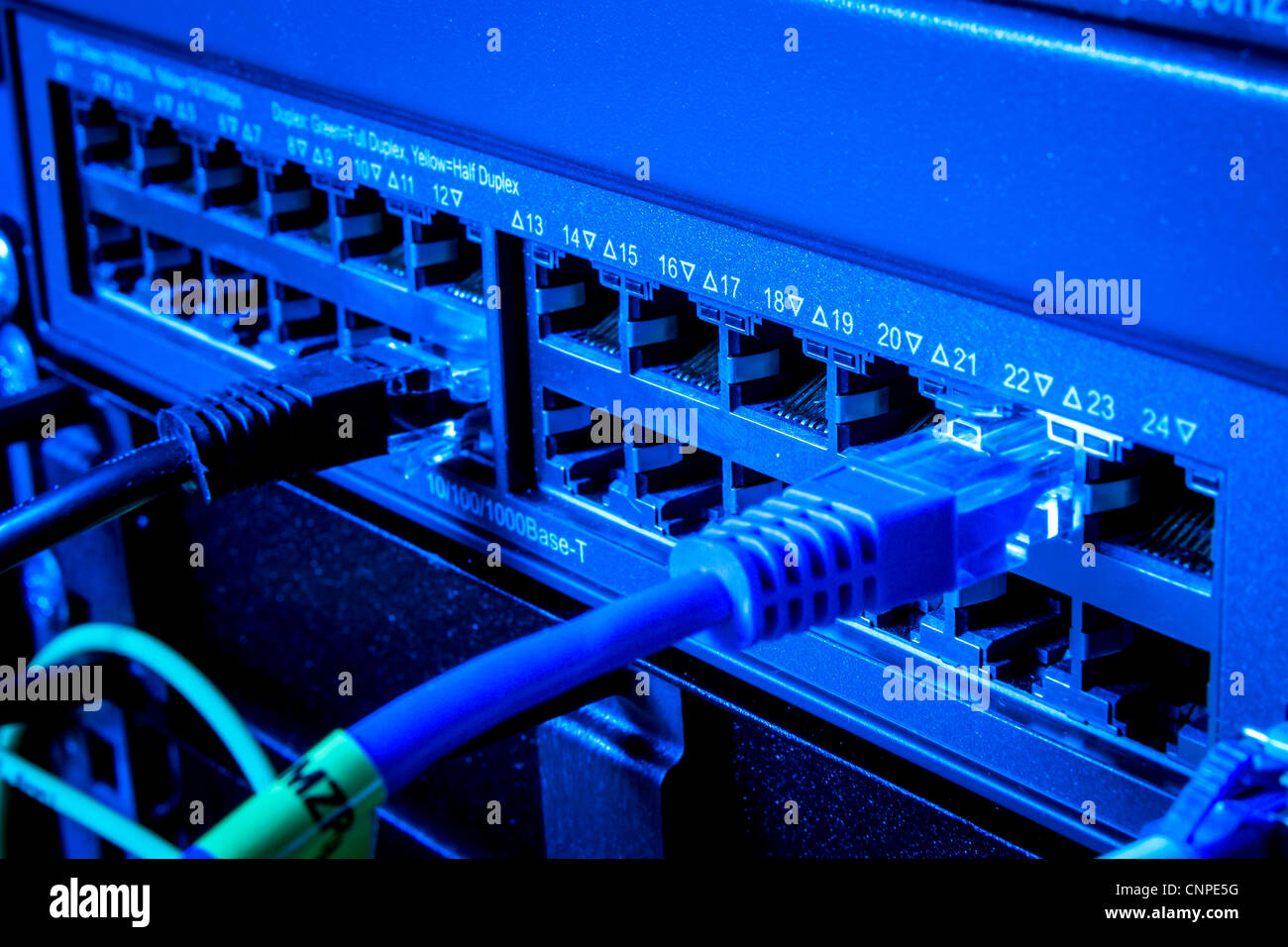 Concept of network infrastructure with cables connected to data center ...