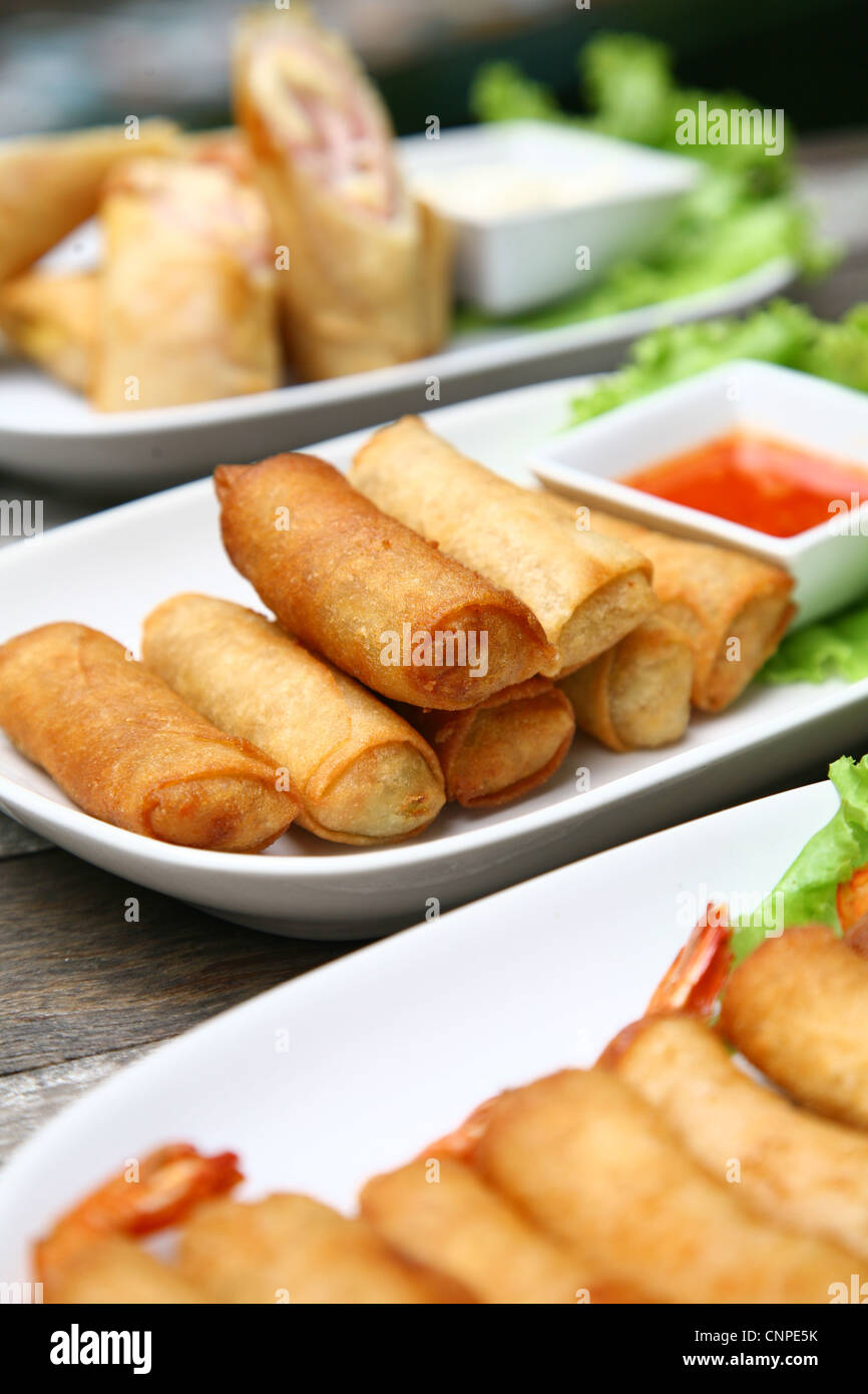 Close up Fried Chinese Traditional Spring rolls food Stock Photo - Alamy