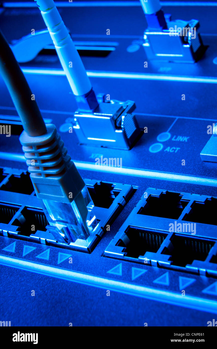 optic fiber cables connected to data center Stock Photo - Alamy