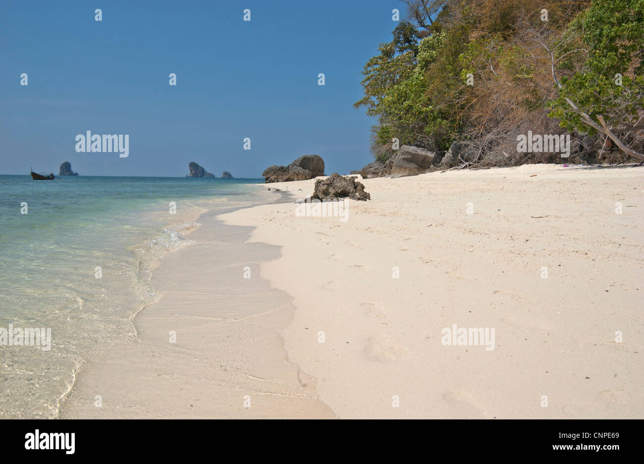 Pristine white sand beach of Podo island, Krabi, Thailand, Far East ...