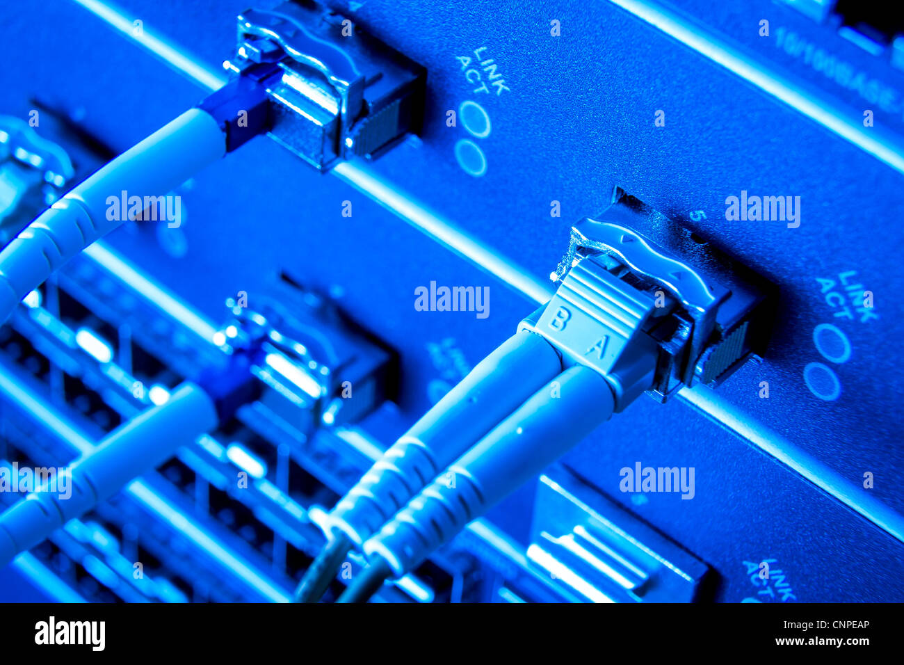 optic fiber cables connected to data center Stock Photo - Alamy