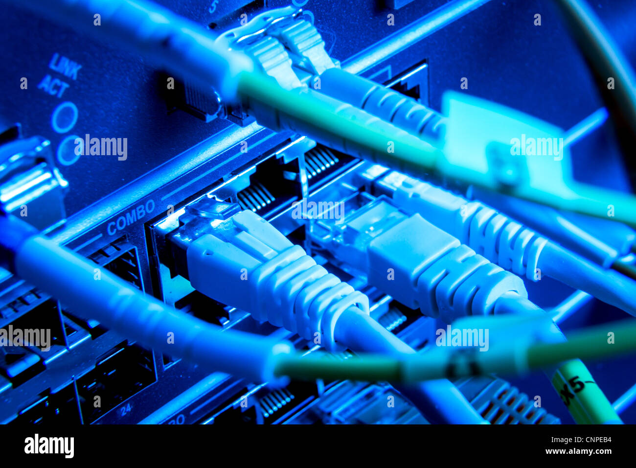 optic fiber cables connected to data center Stock Photo - Alamy