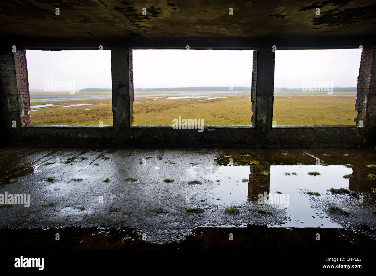 View through the windows of the control tower of the former RAF ...