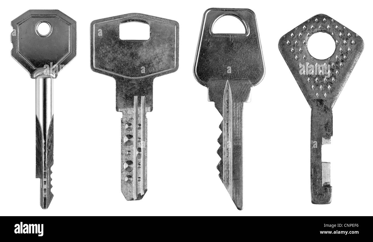 Collection of keys isolated on white background Stock Photo - Alamy