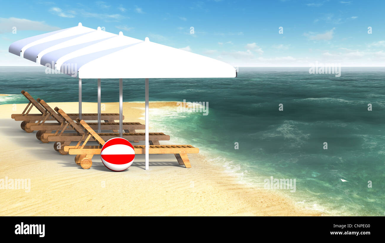 Wooden sunbed on tropical beach hi-res stock photography and images - Alamy